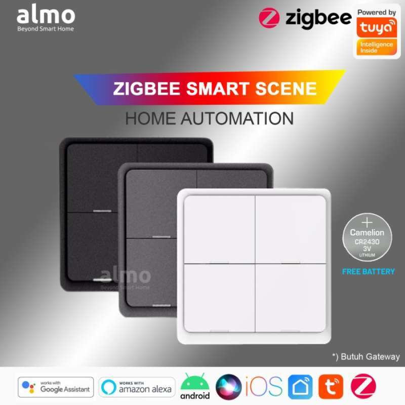 Promo ALMO Tuya ZigBee Smart Scene 4 Gang Switch Home Automation IoT Diskon 24% di Seller ...