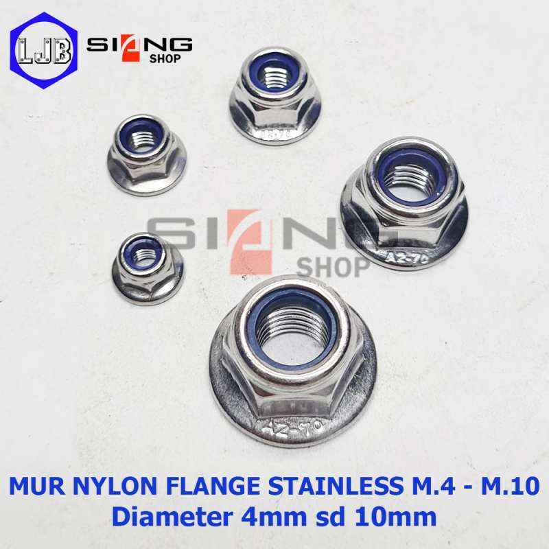 Jual Mur Nylon Flange Stainless 304 A2-70 M4 sd M10 - M6 (6mm) di ...