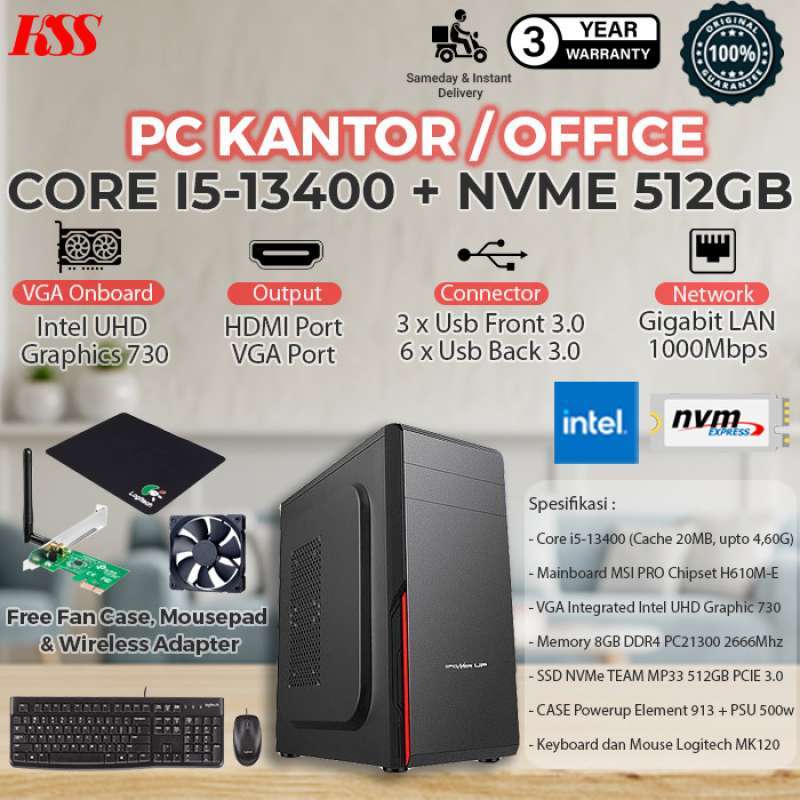 Promo [new Gen] Komputer/pc Core I5 13400 Raptor Lake + Ssd Nvme 512gb ...