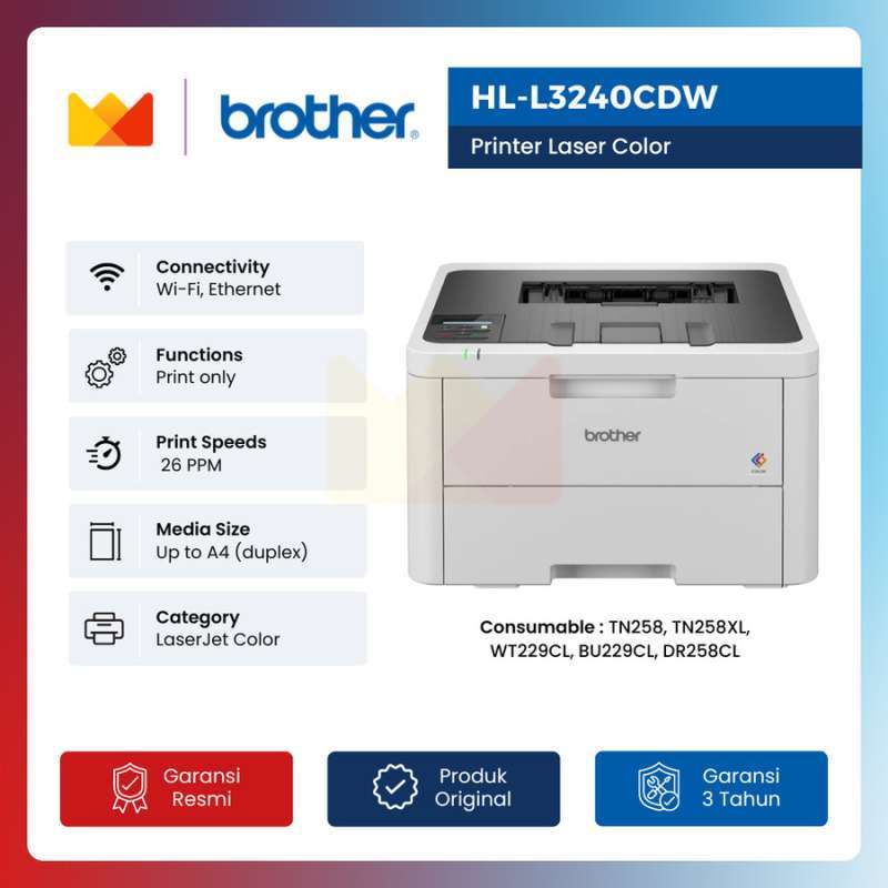Jual Brother Printer Hl-l3240cdw Color Laser Printer With Duplex & Network Di Seller Raja It ...