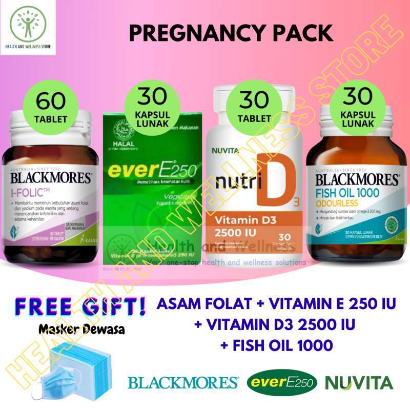 Jual Paket Blackmores I Folic 60 Tablet Nuvita Vitamin D3 2500 Iu Fish Oil 1000 Odourless Ever E ...