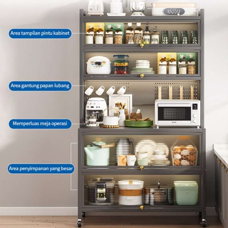 Promo Rak Kabinet Dapur Rak Oven Microwave Rak Penyimpanan Dengan Roda ...