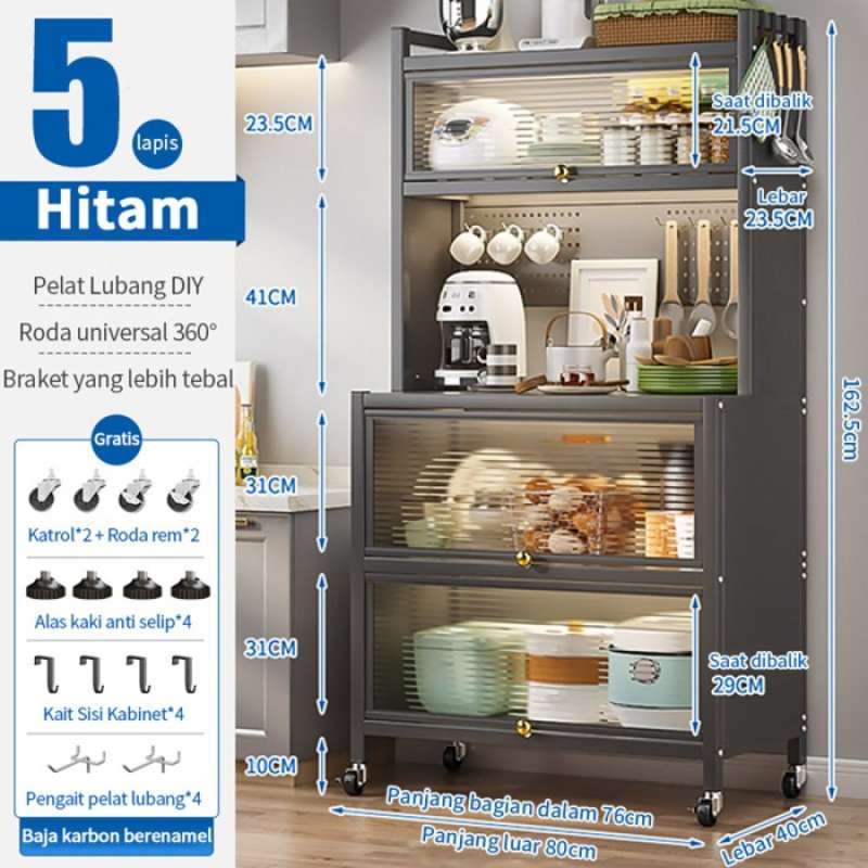 Promo Rak Kabinet Dapur Rak Oven Microwave Rak Penyimpanan Dengan Roda ...