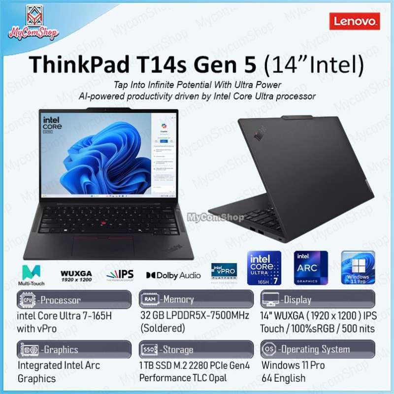 Jual Lenovo Thinkpad T14s Gen 5 Ultra 7 165h 32gb Ram 1tb Ssd Intel Arc 14 Wuxga Ips Multi-touch ...