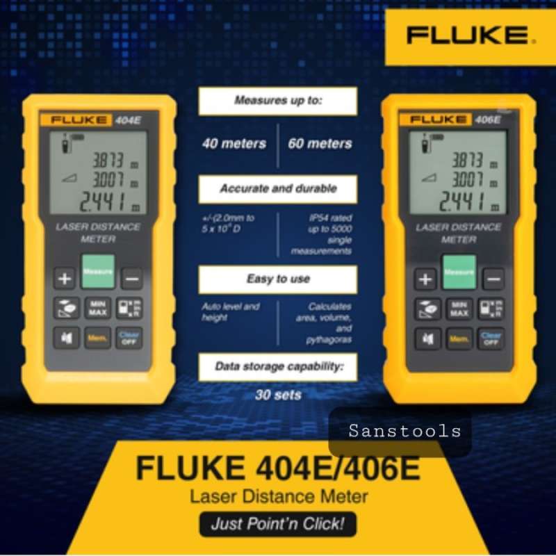 Promo Fluke 406e Distance Laser Meter 60 Meter 60m Meteran Digital 406 ...