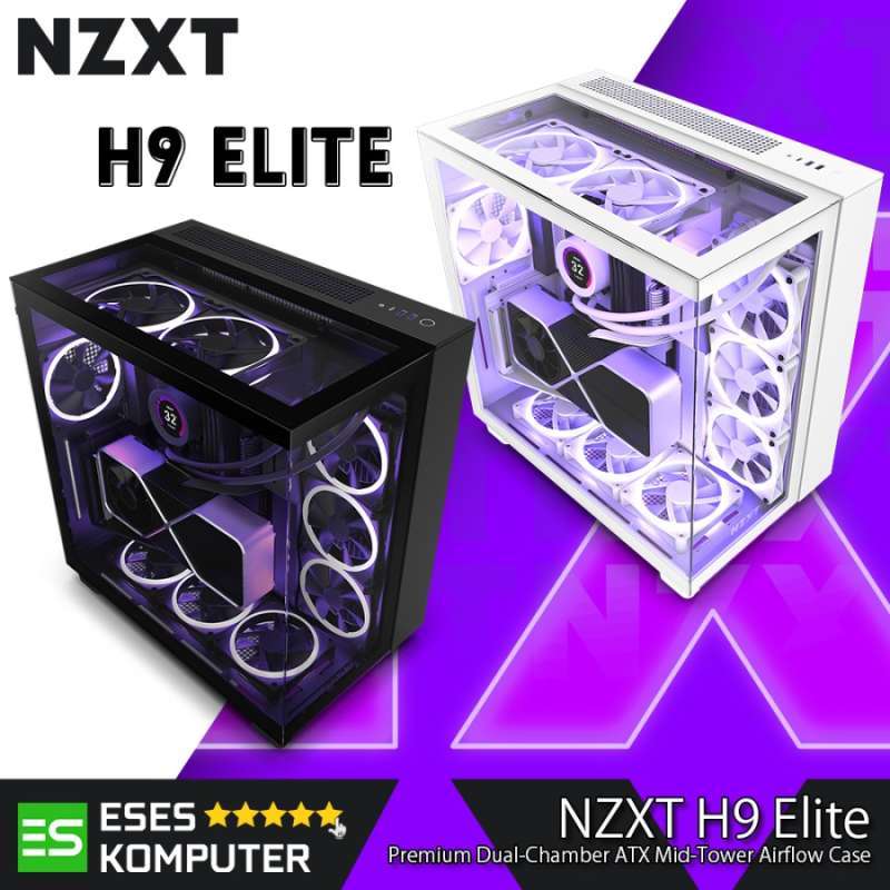 Jual Case Nzxt H9 Elite Black / White Premium Dual-chamber Atx Mid-tower Airflow Case Di Seller ...