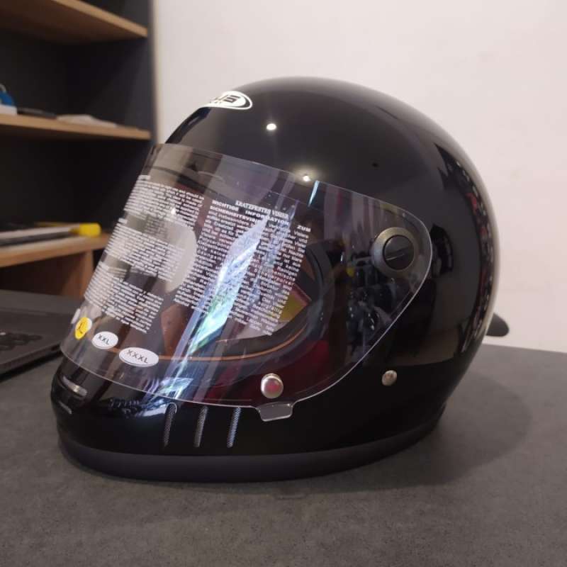 Promo Zeus Helmet Zs816e Vintage Black Gloss Classic Helm Retro Zeus Zs ...