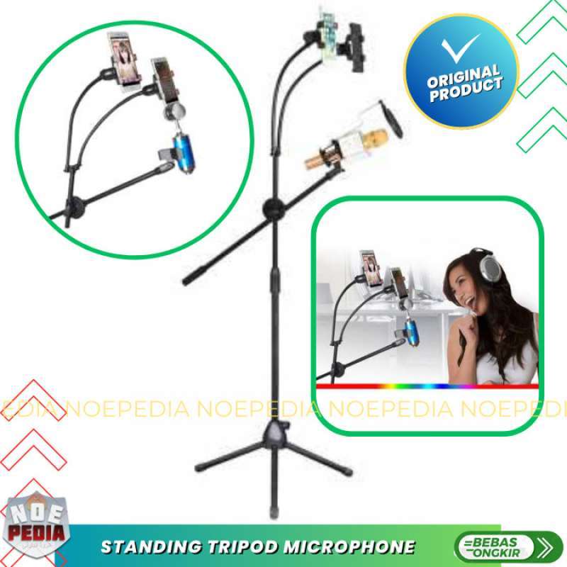 Promo Stand Dudukan Mic Holder Hp 360 Degree Rotasi Tripod Stend Diskon ...