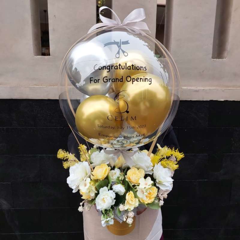 Promo Buket Balon Bucket Bunga Full Bunga Bloom Box Balloon Wisuda ...