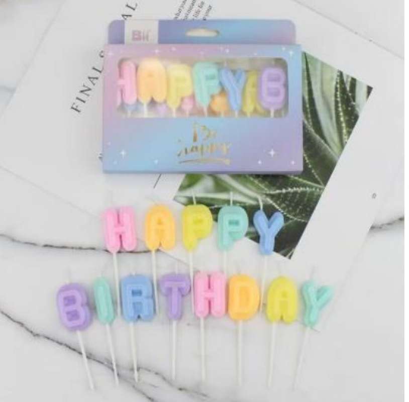 Promo Lilin Ulang Tahun Huruf Pastel Candle Happy Birthday Lilin Abjad ...