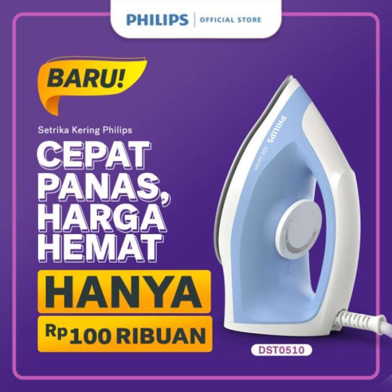 Jual Philips Dst0510 Setrika Kering Tapak Non-stick Biru Hijau Anti ...