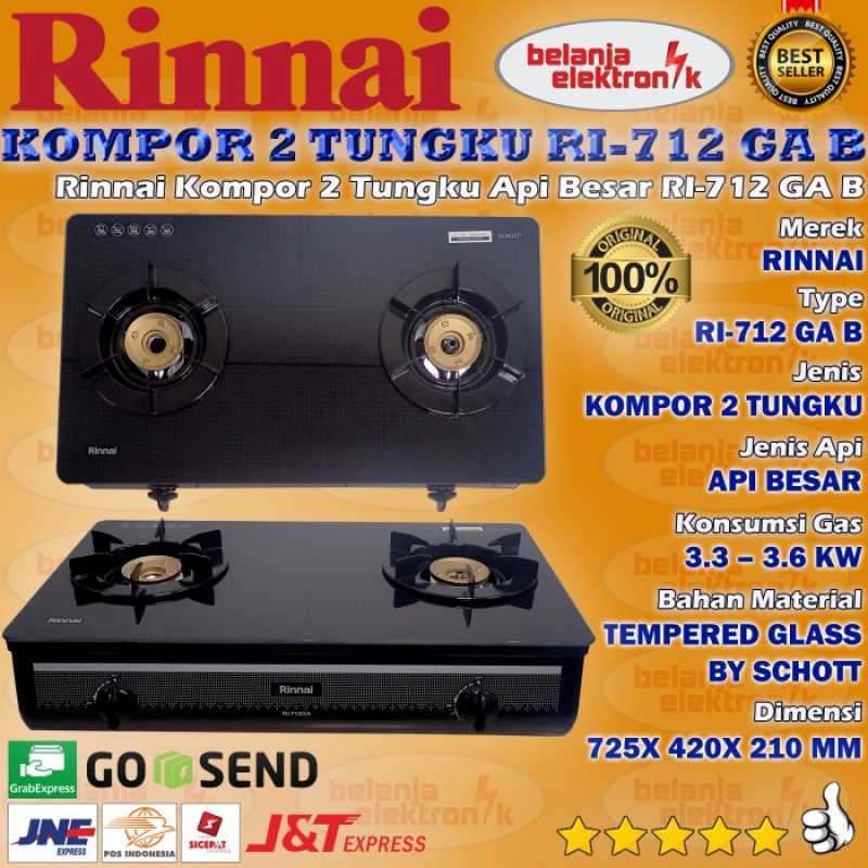 Jual Rinnai Kompor Gas 2 Tungku Kaca Ri-712 Ga B Di Seller Doujin ...