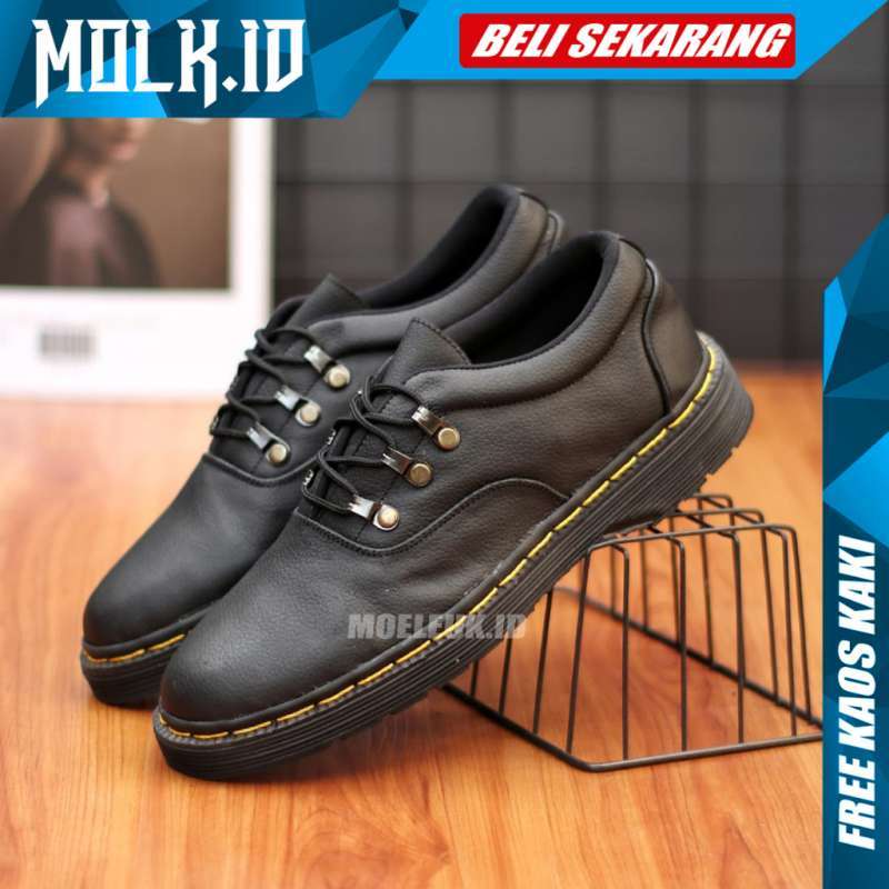 Promo Wolf Sepatu Docmart Pria Original Kulit Asli Pantofel Hitam ...