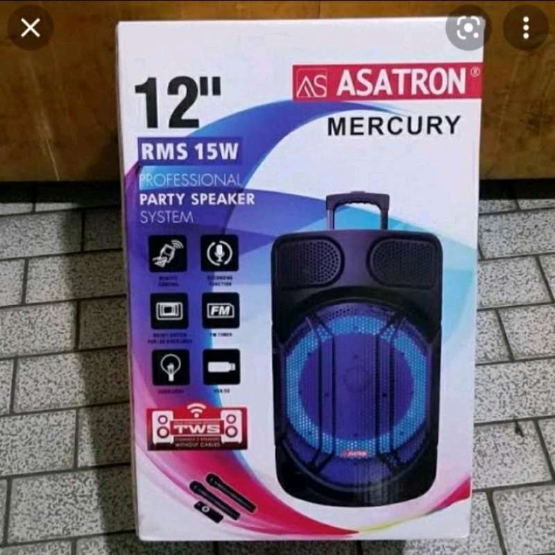 Jual Asatron Mercury Speaker Portable 12 Inci Free 2 Mic Wireless Di ...