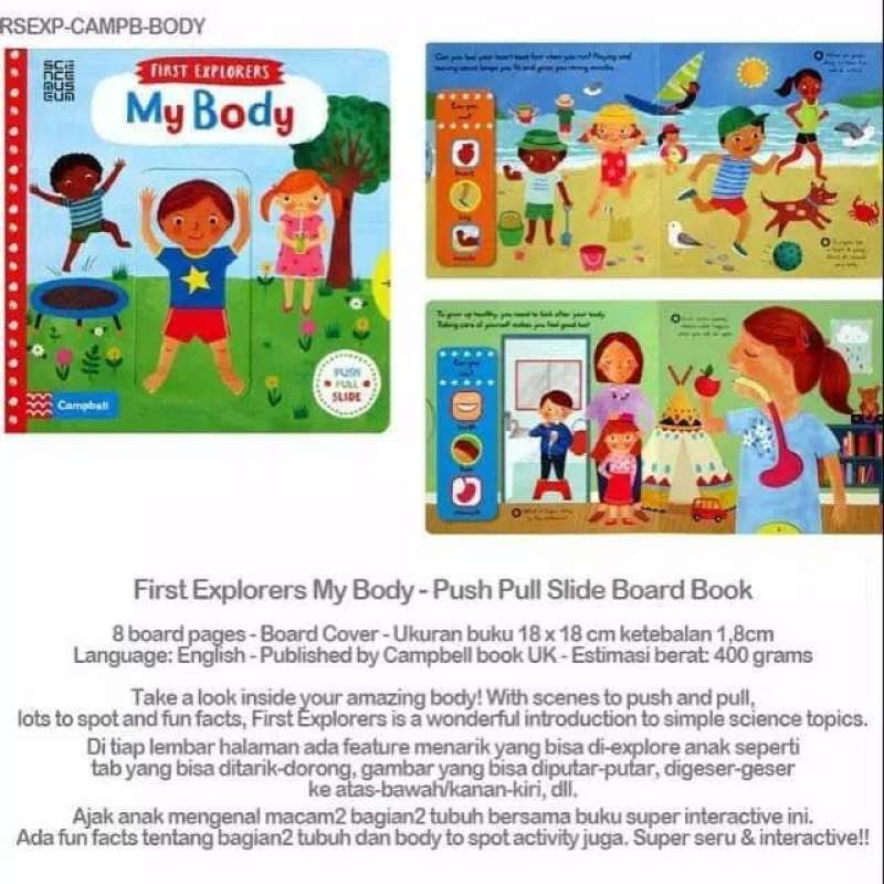 Promo First Explorers My Body - Push Pull Slide Board Book Campbell ...