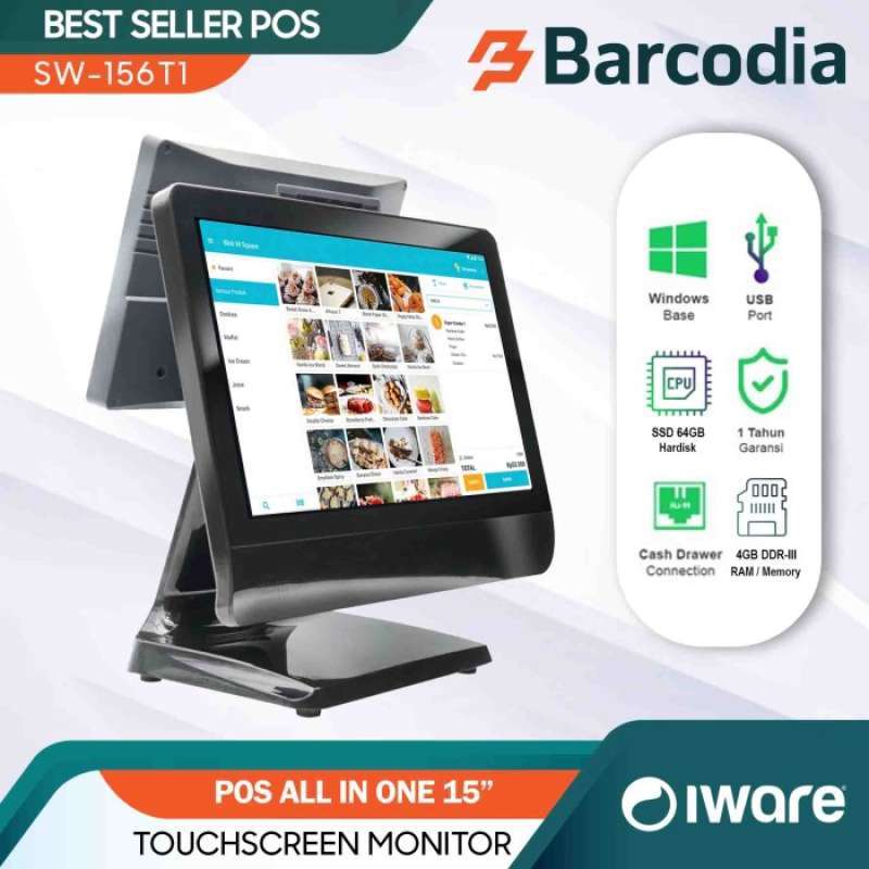 Promo Baru Mesin Kasir All In One Pos Touchscreen Dual Monitor Iware Sw - 156t1 - Tambah Monitor ...