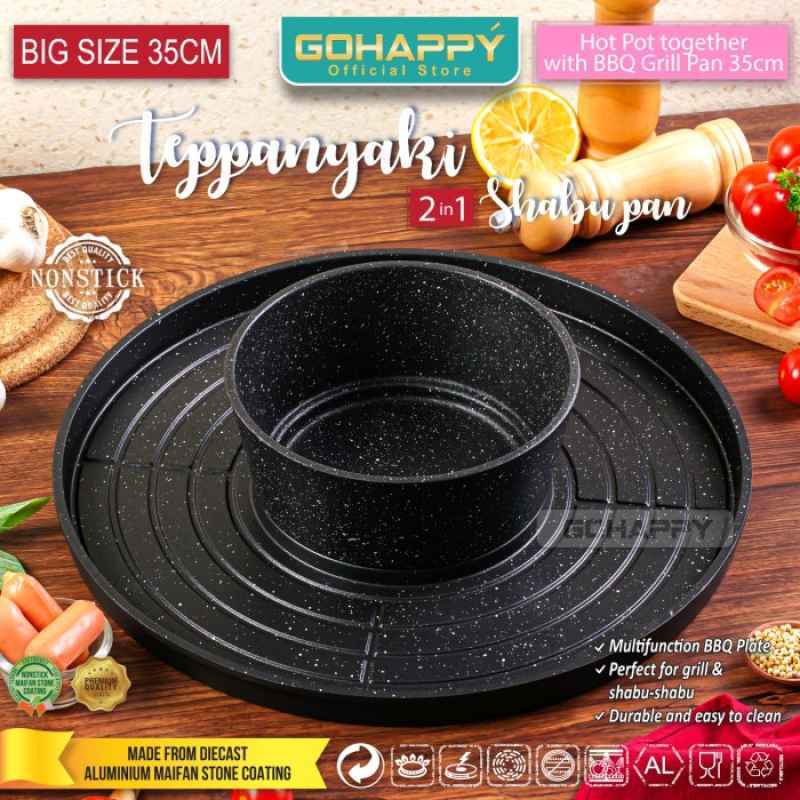 Jual Tepannyaki Pan 2 In 1 Panci Kuah Shabu Shabu And Grill Go Happy ...