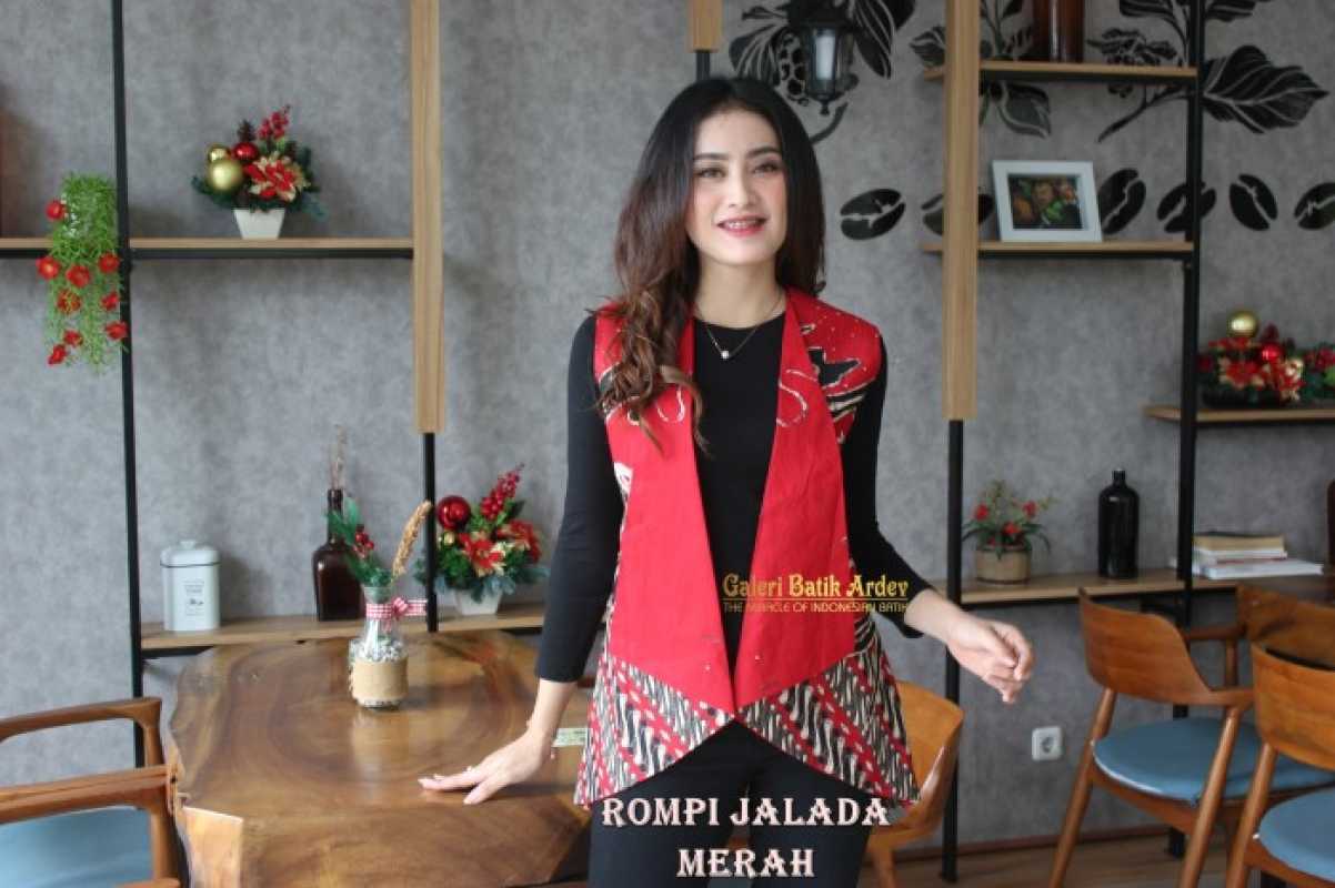 Jual Rompi Jalada Merah Rompi Batik Wanita Premium Rompi Batik Kantor ...