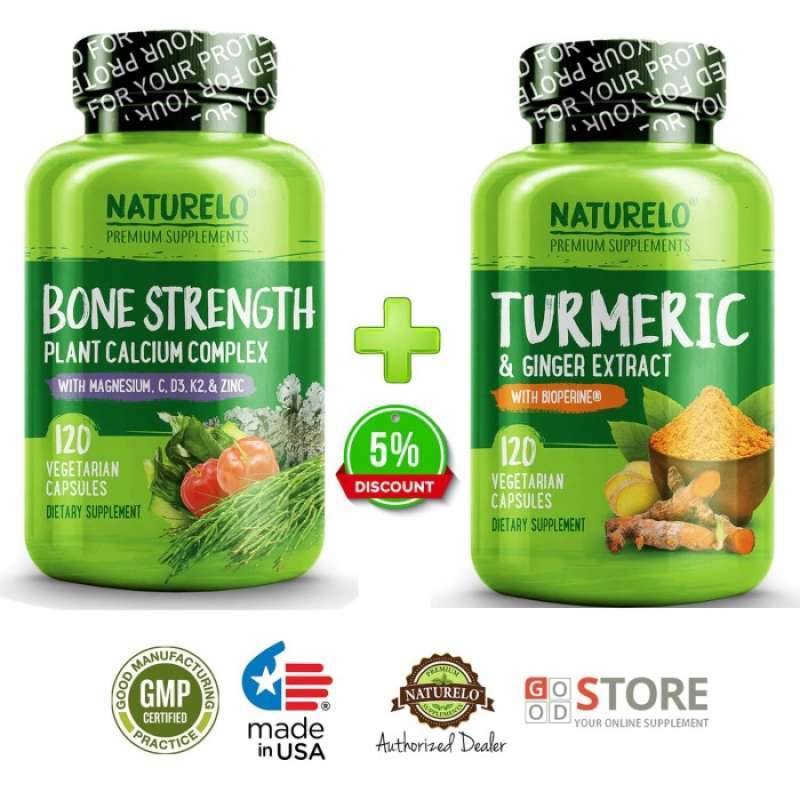 Promo Paket Naturelo : Calcium (bone Strength) 120c + Turmeric 120c ...