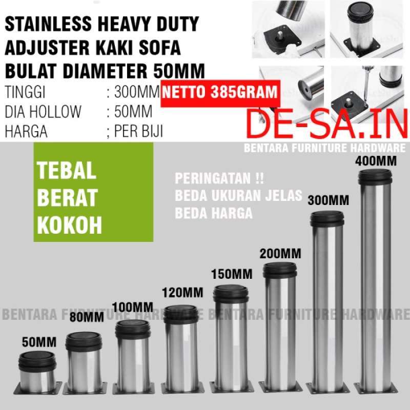 Jual 30cm Kaki Meja / Sofa 300 Mm - Bulat D.50mm Adjustable Stainless ...