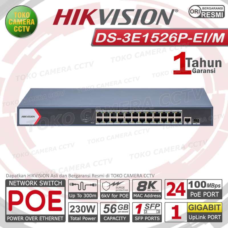 Jual Switch Poe Gigabit Hikvision Ds-3e1526p-ei/m Smart Poe Switch 24 ...