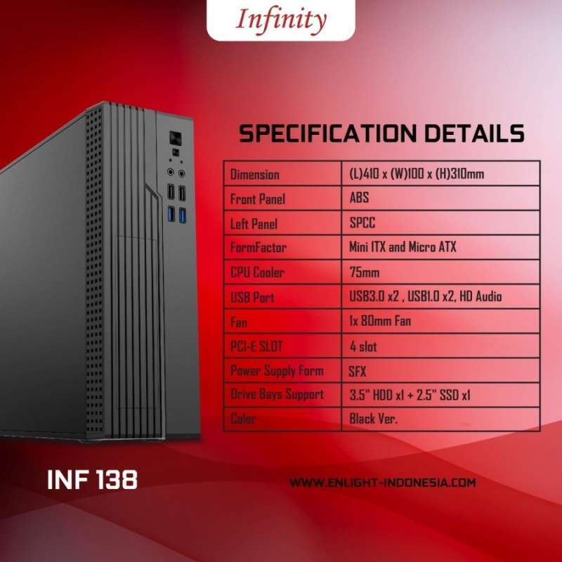 Jual Casing Pc Infinity Inf138 Inf-138 Inf 138 M-itx Mid Slim Chassis ...