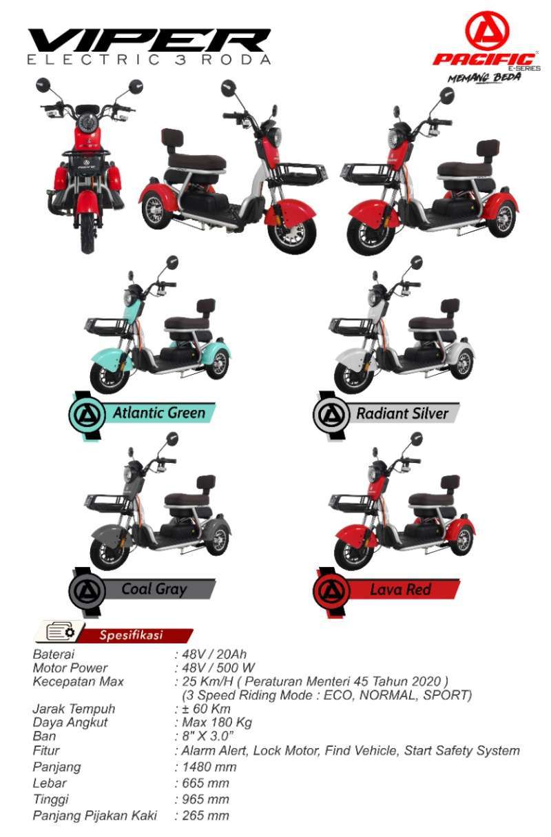 Jual SEPEDA LISTRIK RODA 3 PACIFIC VIPER di Seller OTOEVO Official ...