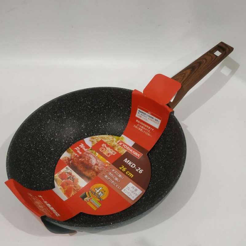 Jual Yoshikawa Panci Frying Wok Fry Pan Marble Teflon 26 Cm 26cm Motif ...