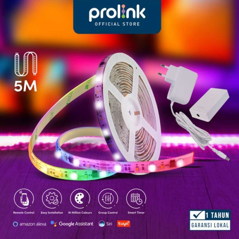 Jual Prolink Smart Led Light Strip Rgbic 5M + Adaptor Lampu Iot Wifi Bt ...