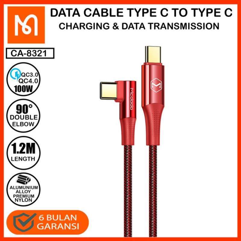 Promo MCDODO CA-832 Cable Gaming 90 Degree PD Type C To Type C Fast ...
