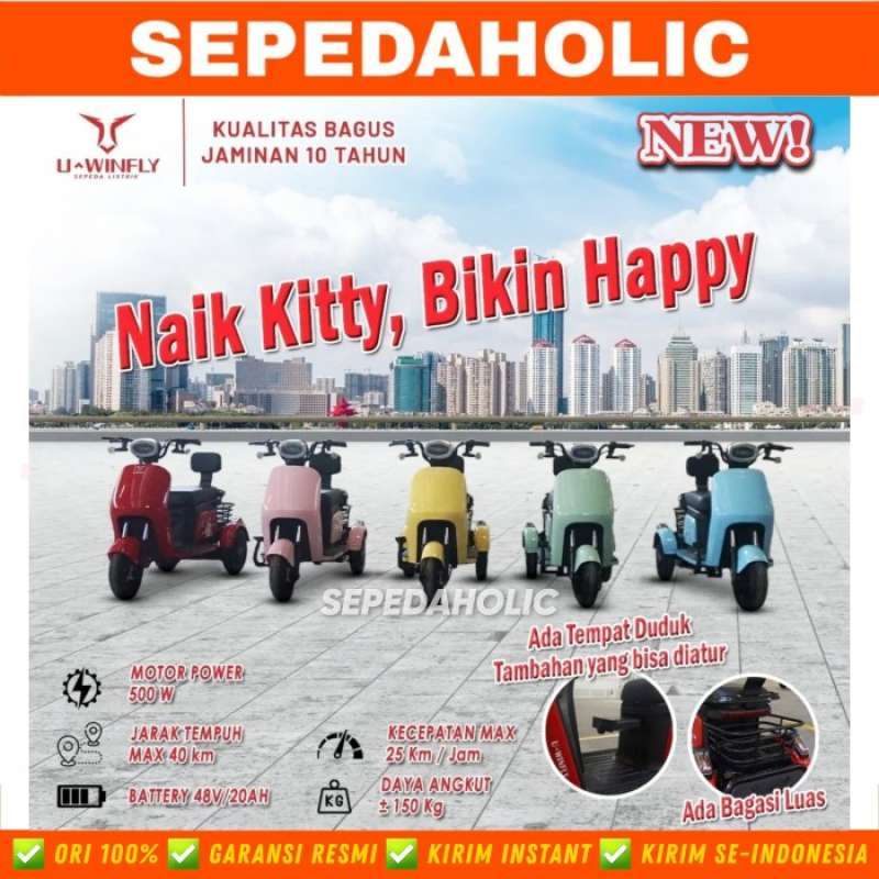 Jual Sepeda Motor Listrik UWINFLY KITTY Roda Tiga 500 Watt Electric ...