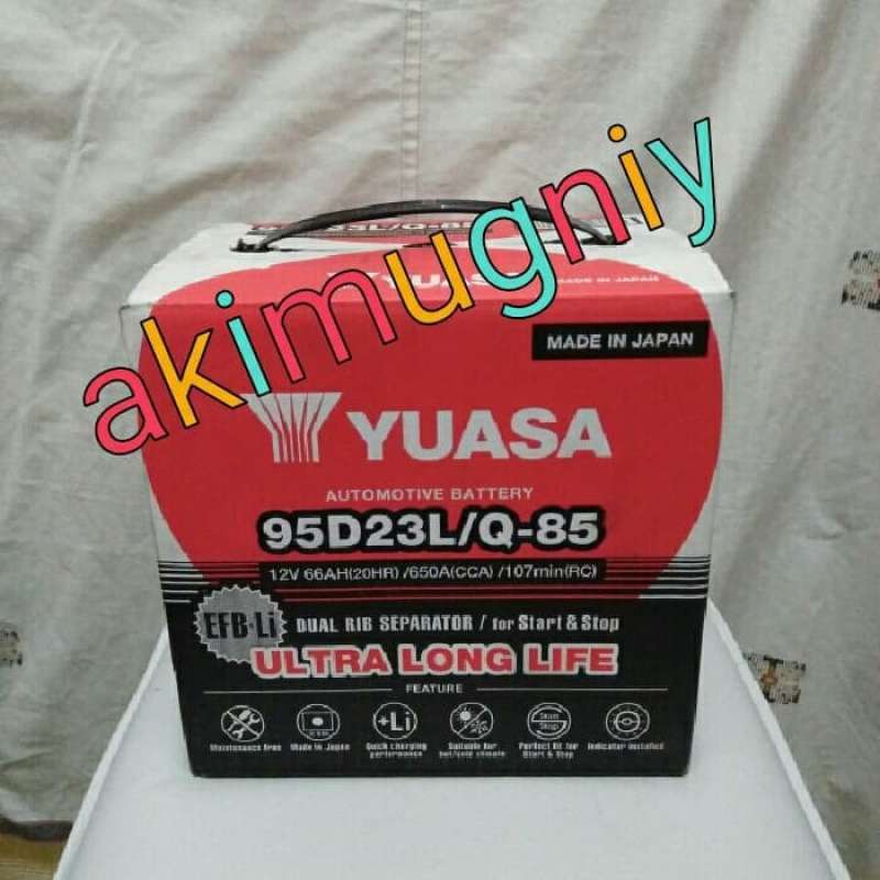 Promo aki q85 istop yuasa jepang 12v 66ah 95d23l cca 660 ultra long ...