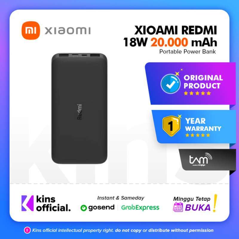 Promo Xiaomi Redmi Powerbank 18W Fast Charge 20.000Mah 2 Port Diskon 33 ...