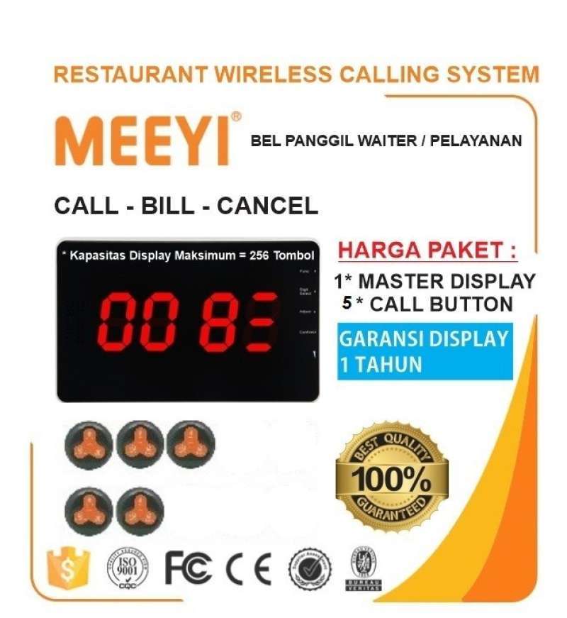 Promo Bell Panggil Pelayan Restaurant Calling System 1 Display 5 Call ...