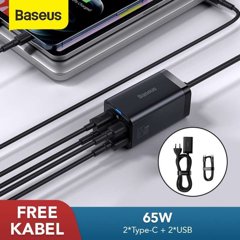 Promo KEPALA CHARGER BASEUS 65W GAN3 PRO FAST CHARGER 4IN1 ADAPTOR USB ...