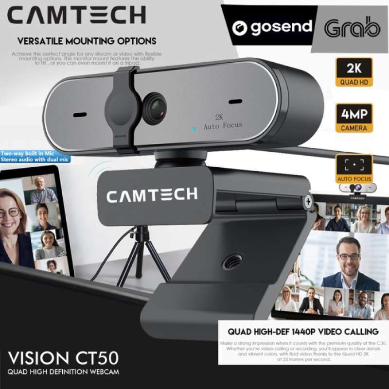 Promo Camtech Webcam 2K 4Mp Ct50 Qhd 1440P With Auto Focus - Multicolor ...