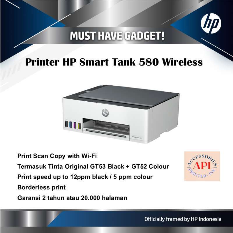 Jual Printer Hp Smart Tank 580 Wireless Print Scan Copy Wifi - Tinta ...
