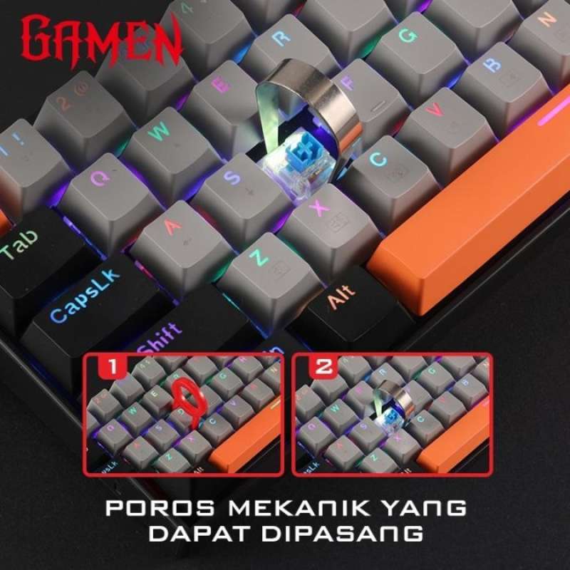 Promo GAMEN Titan III Mechanical Pluggable Switch Blue Gaming Keyboard ...