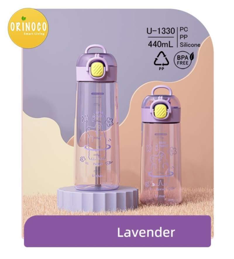 Promo Botol Minum Plastic 440Ml Model One Push Button With Silicon Straw Diskon 23% di Seller Ha ...