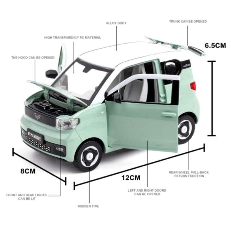 Jual Diecast Mobil Listrik Wuling Mini Ev Miniatur Skala 1:24 Di Seller ...