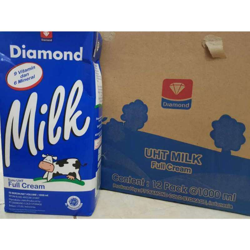 Jual Susu cair UHT diamond full cream 1 liter 1 Dus Isi 12 pcs di ...