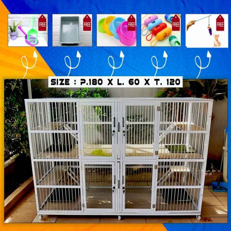 Promo kandang kucing tingkat 4 pintu alumunium knockdown keramik kuat ...