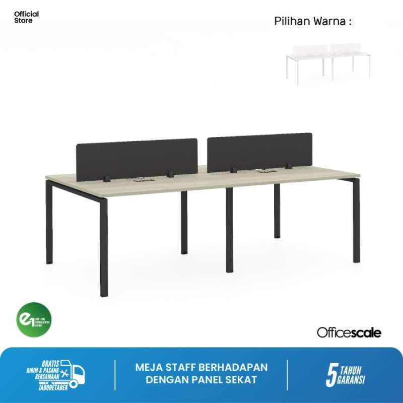 Promo Meja Kerja Kantor Peyambung Berhadapan 4 Orang + Panel Sekat ...