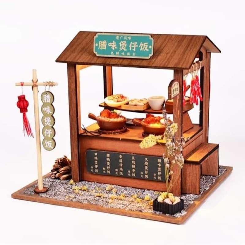 Promo DIY Do It Yourself Miniature Clay Pot Rice Stall Wooden Dollhouse ...