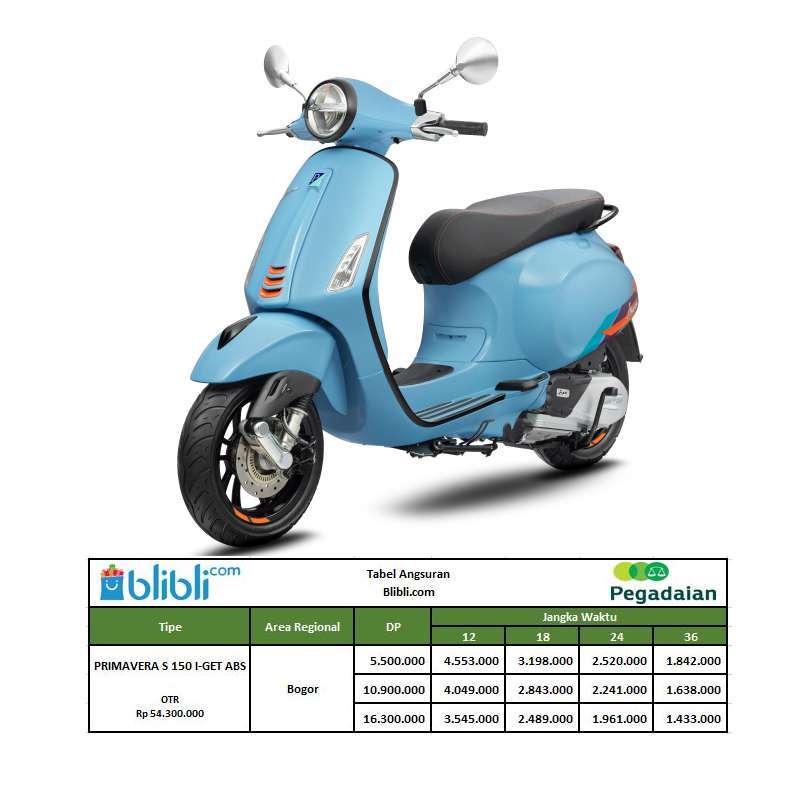 Jual Pegadaian - [dp] Vespa Primavera S 150 I-get Abs Sepeda Motor [otr Bogor] - 30% 24 Blue ...