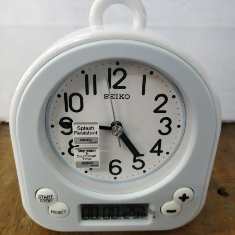 Promo Jam Meja Weker Seiko QHG042L Spalsh Resist Stopwatch Original ...