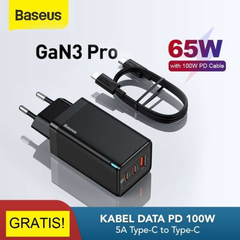 Promo Baseus Adaptor Charger Gan3 Pro 65W 2 Type C 1 USB Kepala Adapter ... Promo Baseus Adaptor Charger Gan3 Pro 65W 2 Type C 1 USB Kepala Adapter ...
