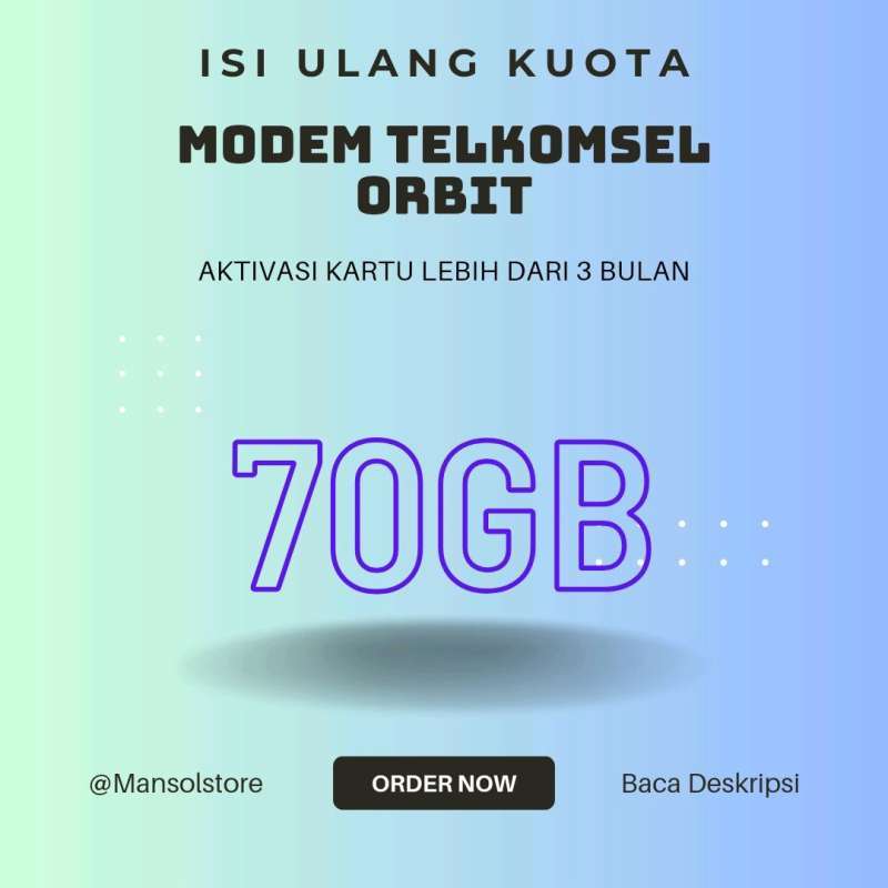 Promo VOUCHER PAKET DATA TELKOMSEL ORBIT 70GB KARTU AKTIVASI LEBIH DARI ...