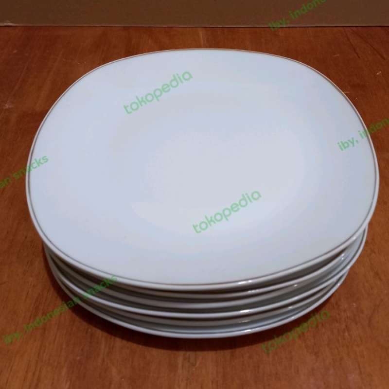 Promo Piring Saji Segi Lis Mas/ Piring Ceper Segi Keramik Diskon 27% di ...