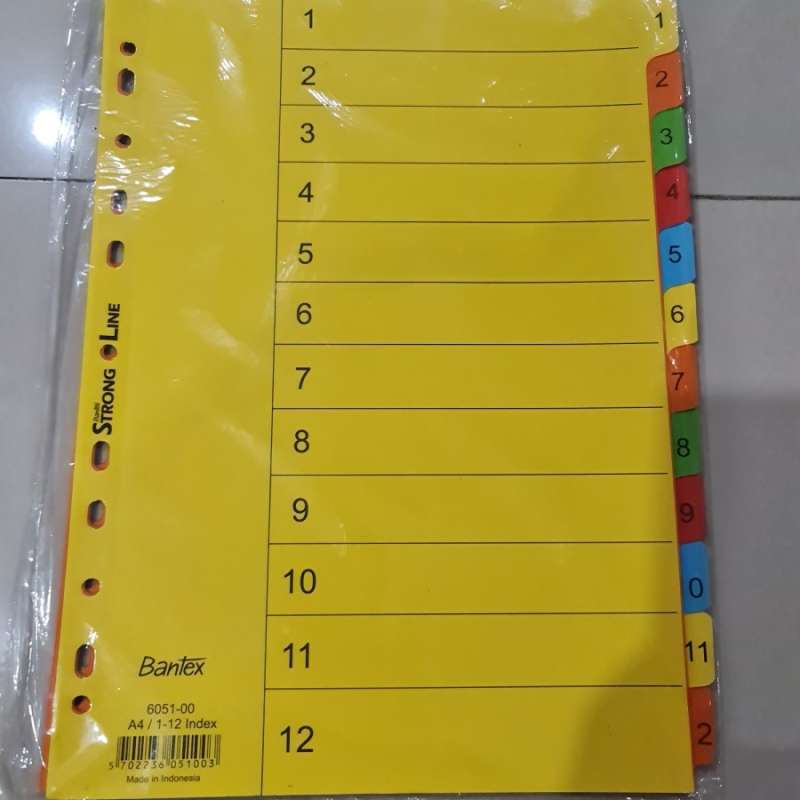 Jual A4 Angka 1-12 File Divider 6051-00 Bantex Pembatas numbers ...